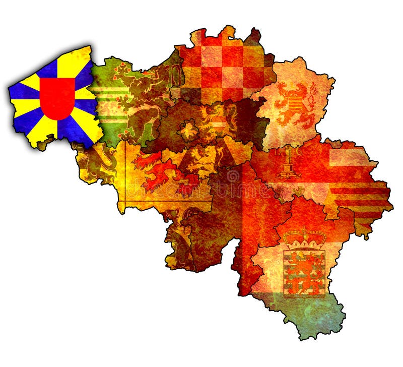 West Flanders on Map of Belgium Stock Illustration - Illustration of ...