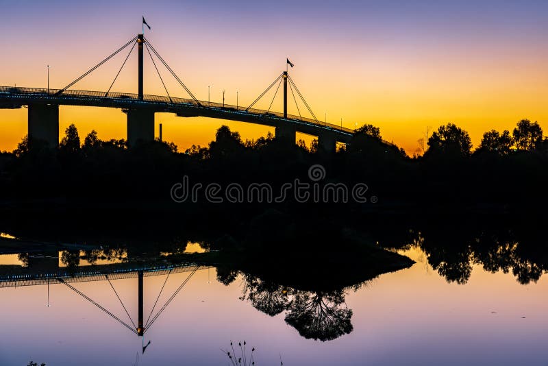 West Gate Bridge at Sunset As Seen from the West Gate Park, Melbourne ...