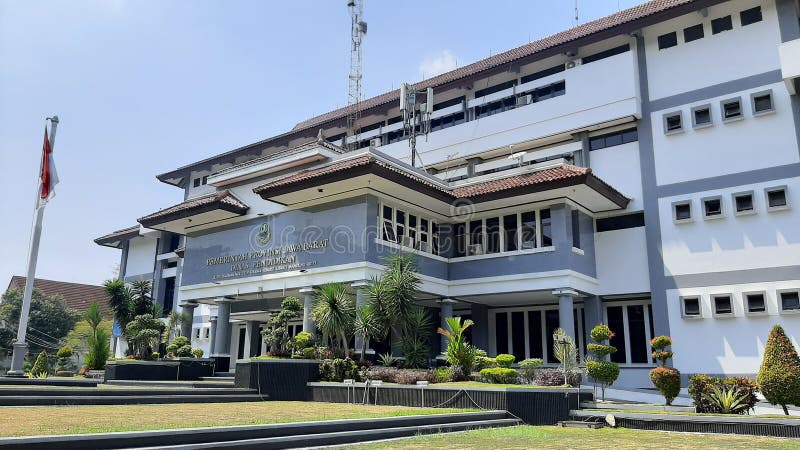 West Java Government Building Front View with Park and Flag Pole ...