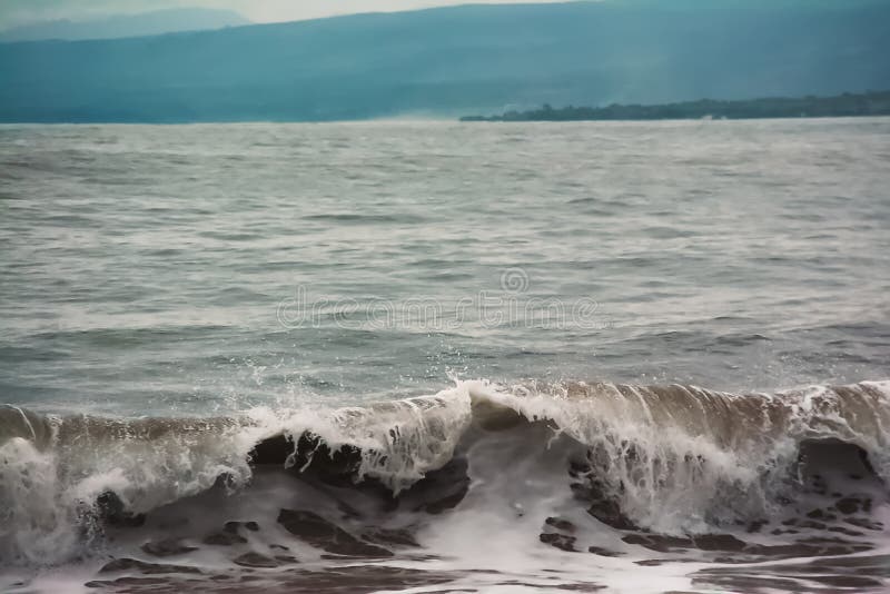 West Java - Indonesia, the Waves are so Heavy, Brownish Black Stock ...