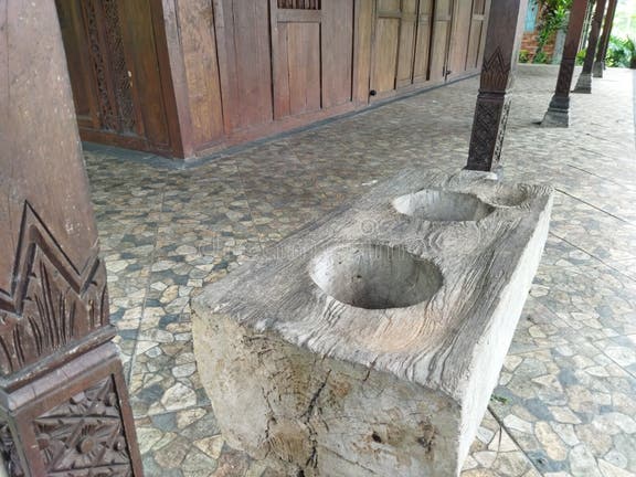 West Java Traditional Wooden Rice Pounder Stock Photo - Image of ...