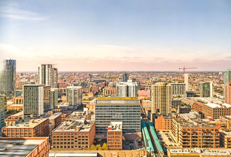 West Loop Cityscape Toward the West in Chicago, USA. Stock Image ...