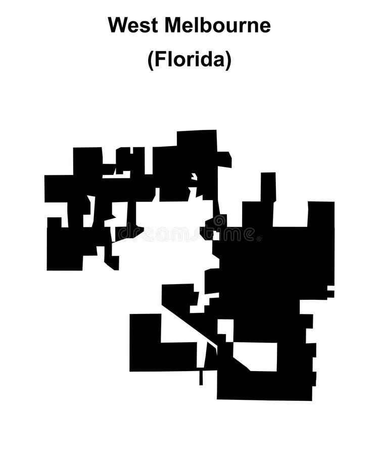 West Melbourne outline map stock vector. Illustration of area - 357258272