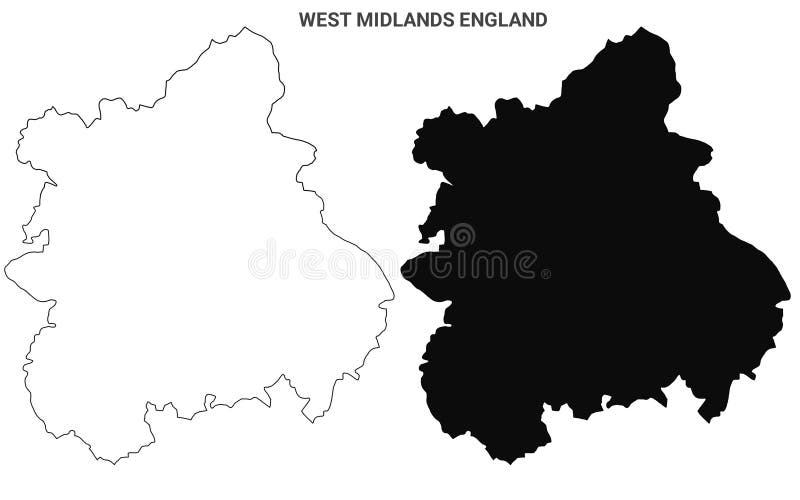West Midlands Outline Map England Region County Stock Vector ...