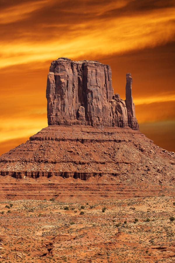 West Mitten Butte at Sunset, Monument Valley Stock Photo - Image of ...