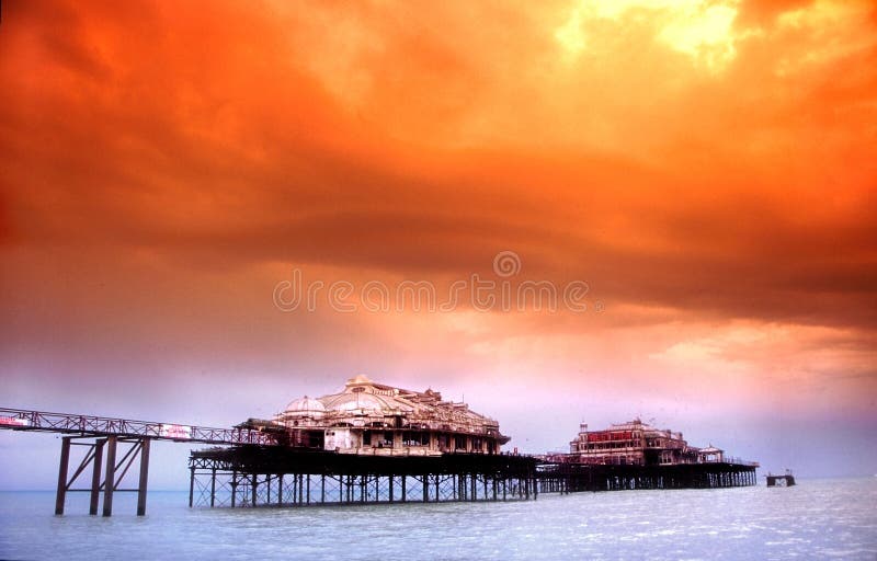 Brighton Sign on Brighton Pier Stock Photo - Image of blue, victorian ...