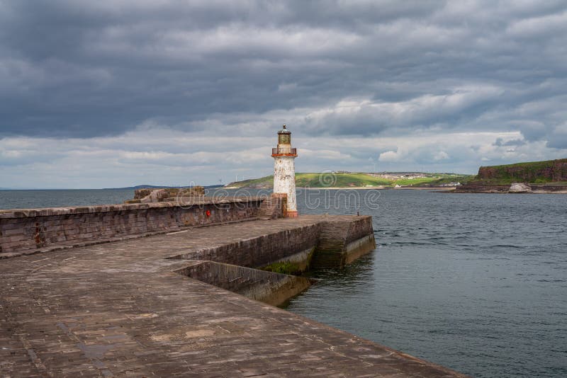 West Pier Lighthouse in Whitehaven, Cumbria, England Stock Image ...