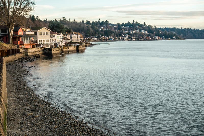 West Seattle Shoreline Homes Stock Image - Image of washington, ocean ...