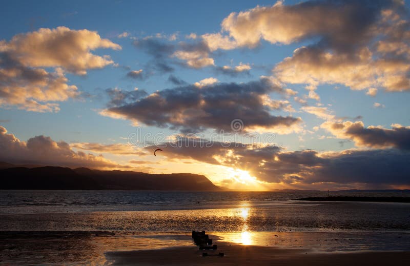 West Shore Sunset stock photo. Image of beach, north - 28075952