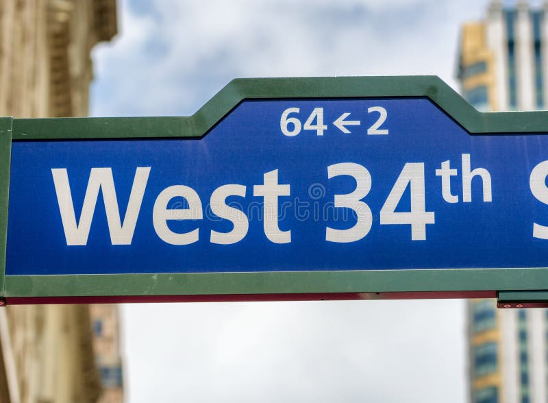 West 34 Sign Along City Streets, NYC Editorial Photo - Image of sign ...