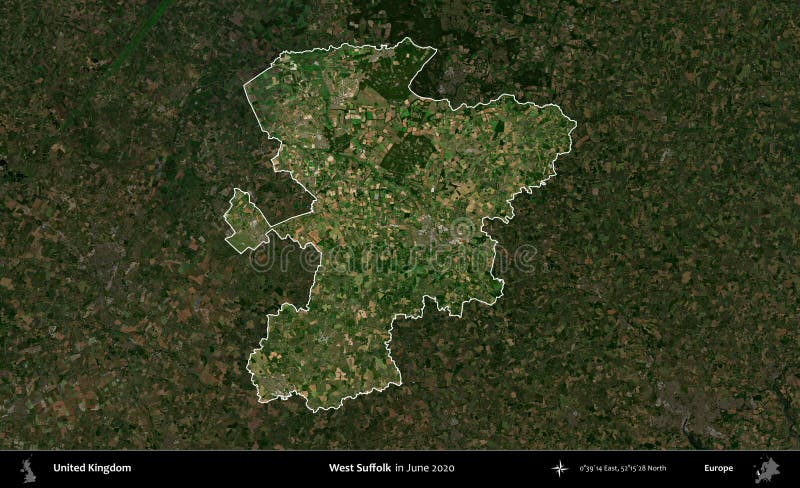 West Suffolk Highlighted, United Kingdom. Sentinel. June 2020 Stock ...