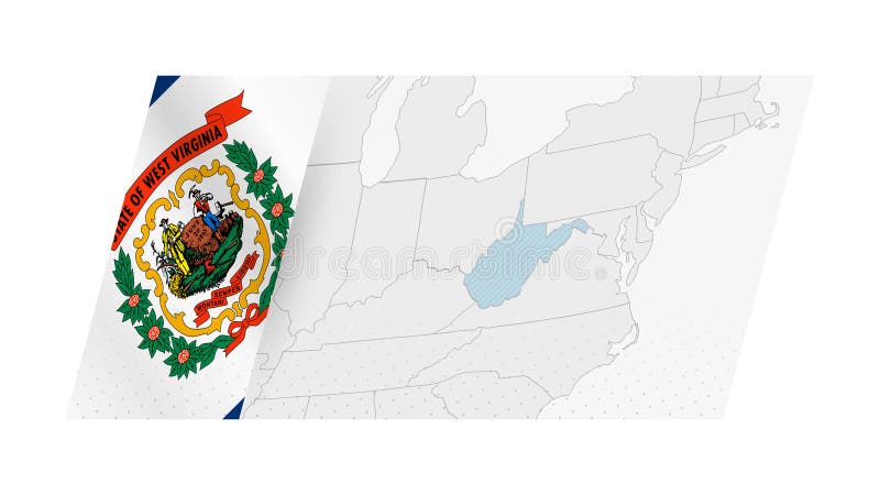 West Virginia Map in Modern Style with Flag of West Virginia on Left ...