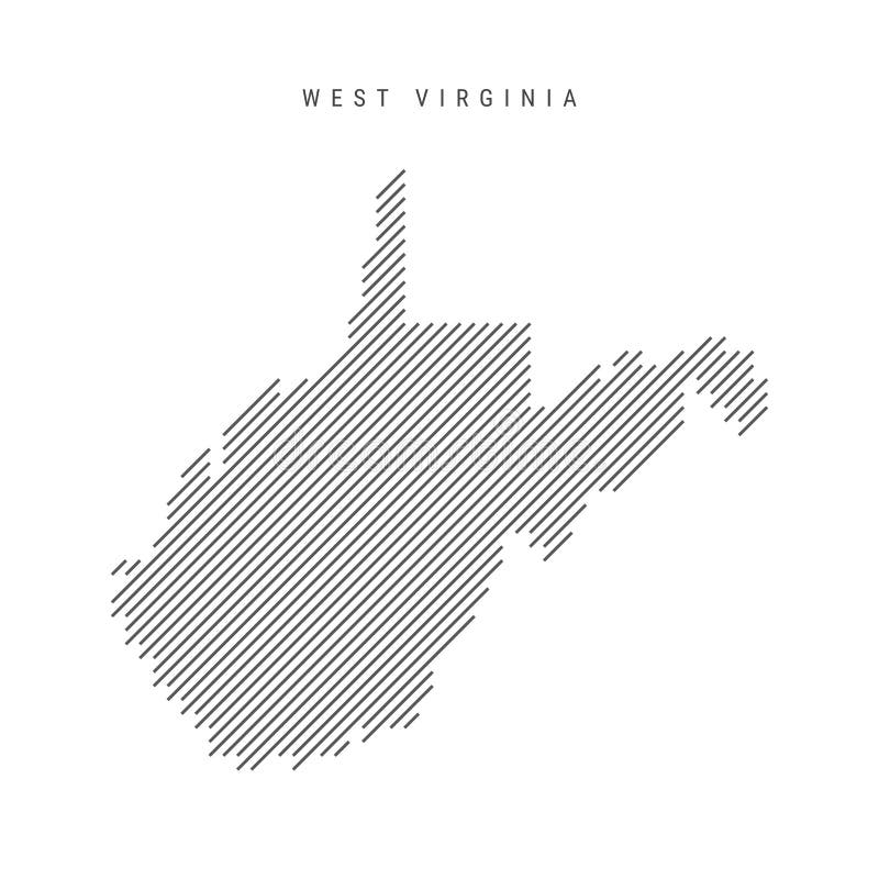 West Virginia Map from Pattern of Black Slanted Parallel Lines. Flat ...