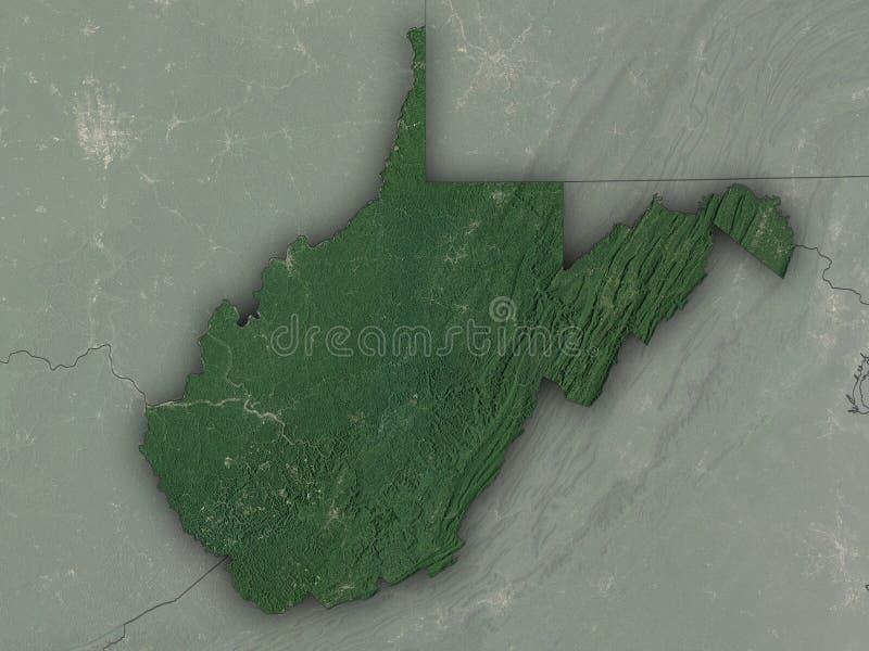 West Virginia on a Map with State Borders Stock Illustration ...