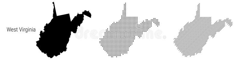 West Virginia Silhouette Map and Two Patterns of Dots and Slanted Lines ...