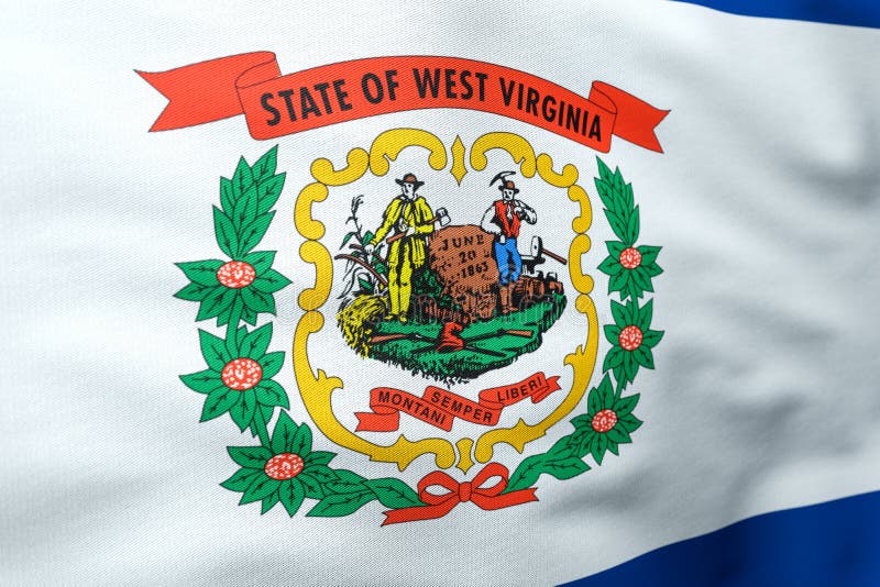 West Virginia State Flag Waving in the Wind. Close Up Stock Photo ...
