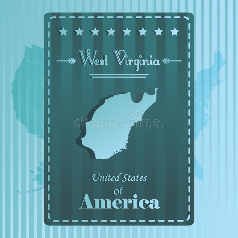 West Virginia State Map Label. Vector Illustration Decorative Design ...