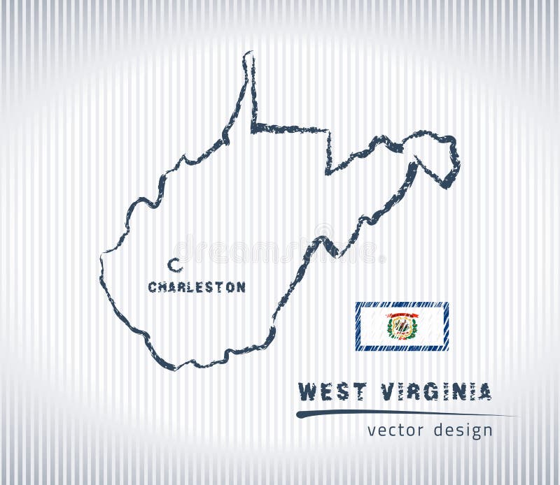 West Virginia Vector Chalk Drawing Map Isolated on a White Background ...
