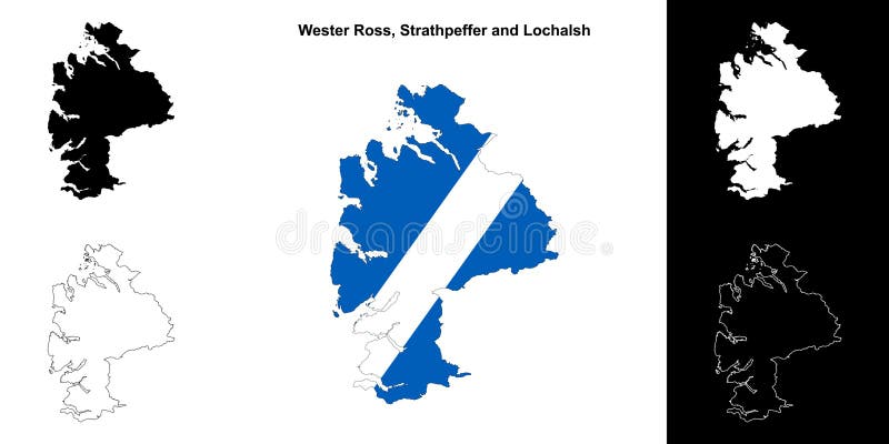 Wester Ross, Strathpeffer and Lochalsh Outline Map Stock Vector ...