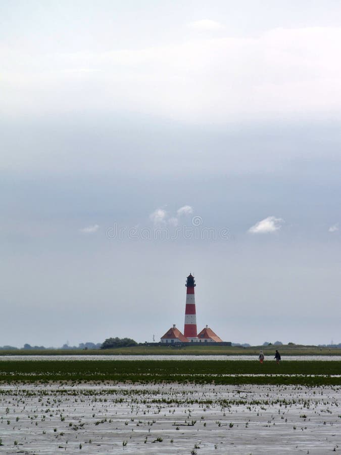 Westerhever Lighthouse from a Distance in Neutral Light Stock Image ...