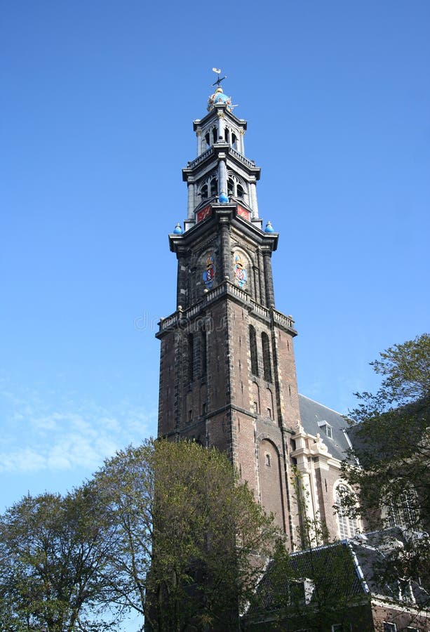 Westerkerk Churchtower Amsterdam Stock Photo - Image of churchtower ...