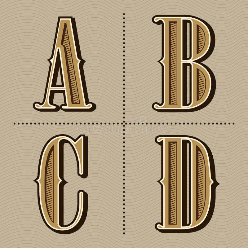 Western Alphabet Letters Vintage Vector (a, B, C, D) Stock Vector ...