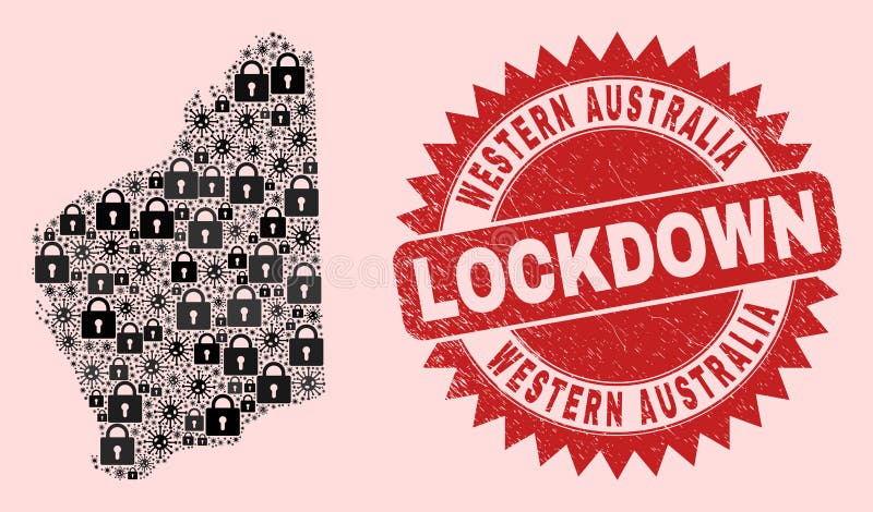 Western Australia Map Composition of Locks and Covid and Scratched ...