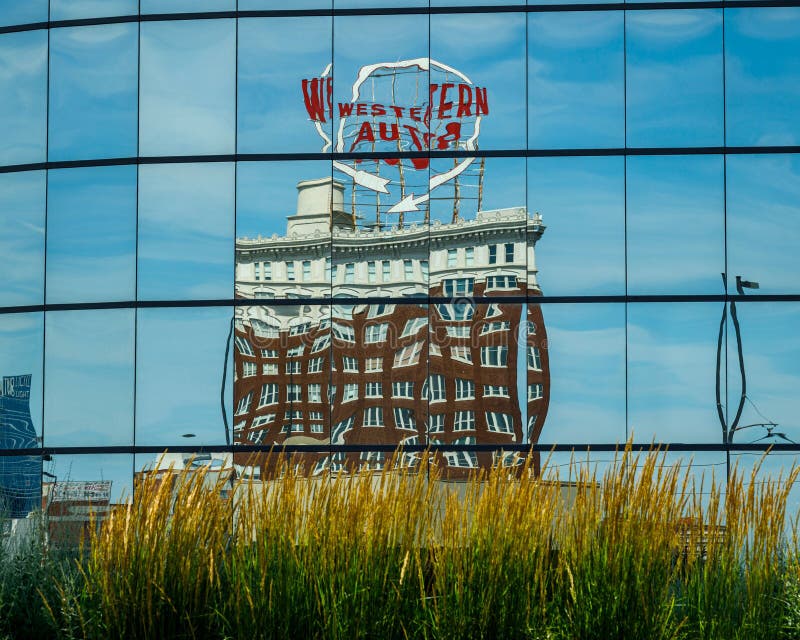 Western Auto Building Reflected in Windows of a Hotel Editorial Image ...