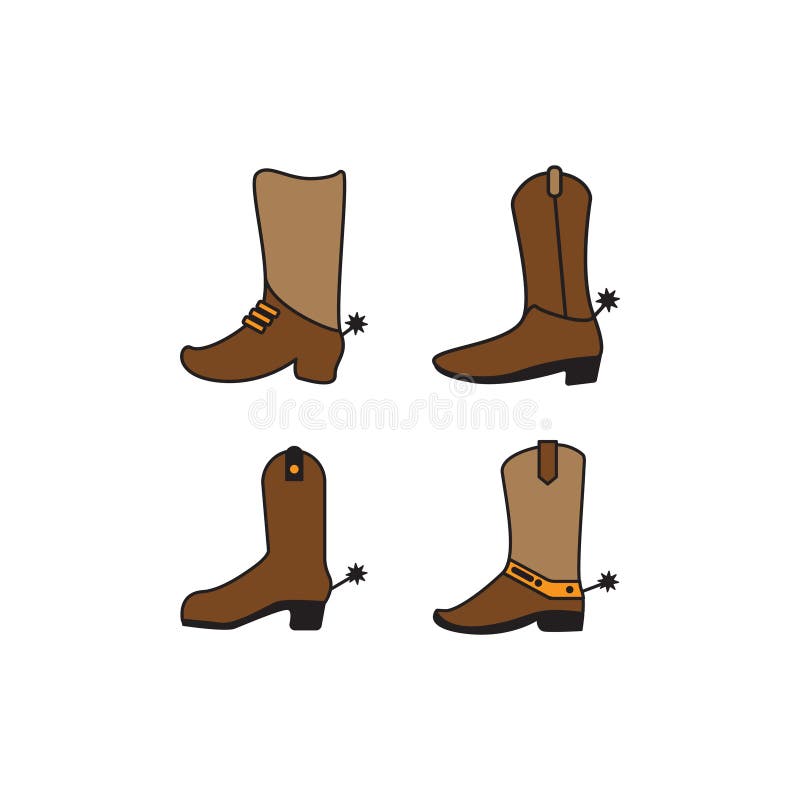Western Boot Icon Design Set Bundle Template Isolated Stock Vector ...