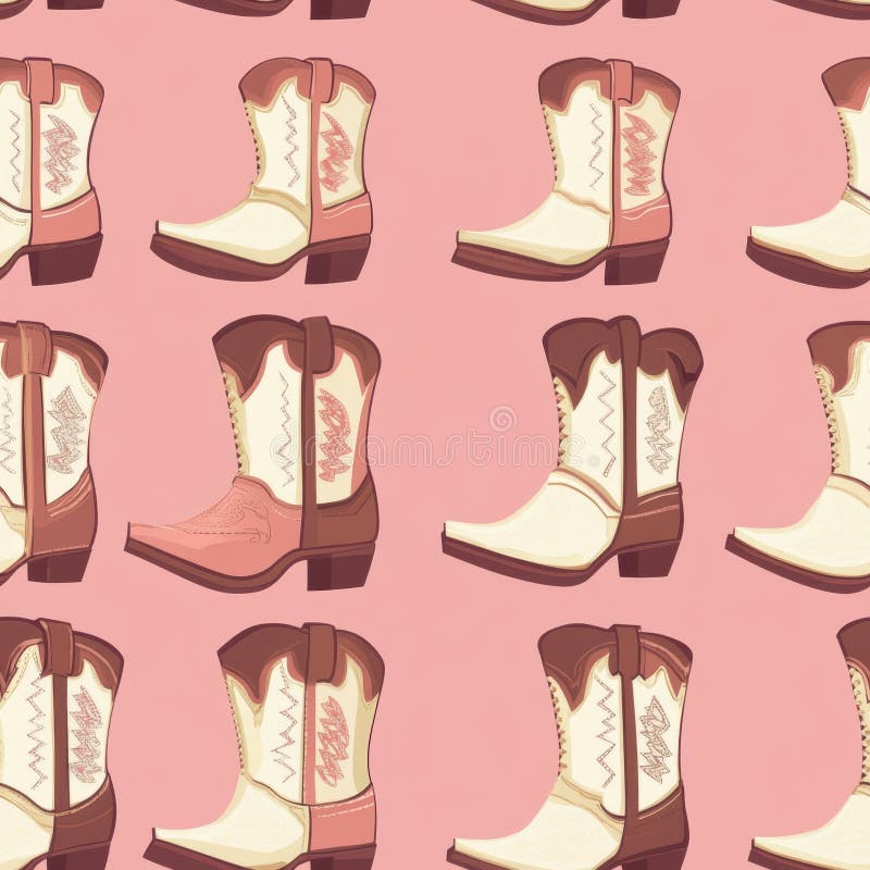 Western Boots Pattern on Pink Background for Fashion Design Stock Image ...