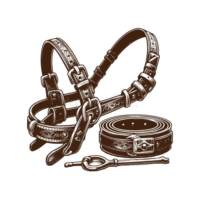 Western Bridle and Stirrup – Black and White Vector Illustration for ...
