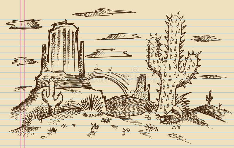 Western Cartoon Landscape Sketch Stock Vector - Illustration of ...
