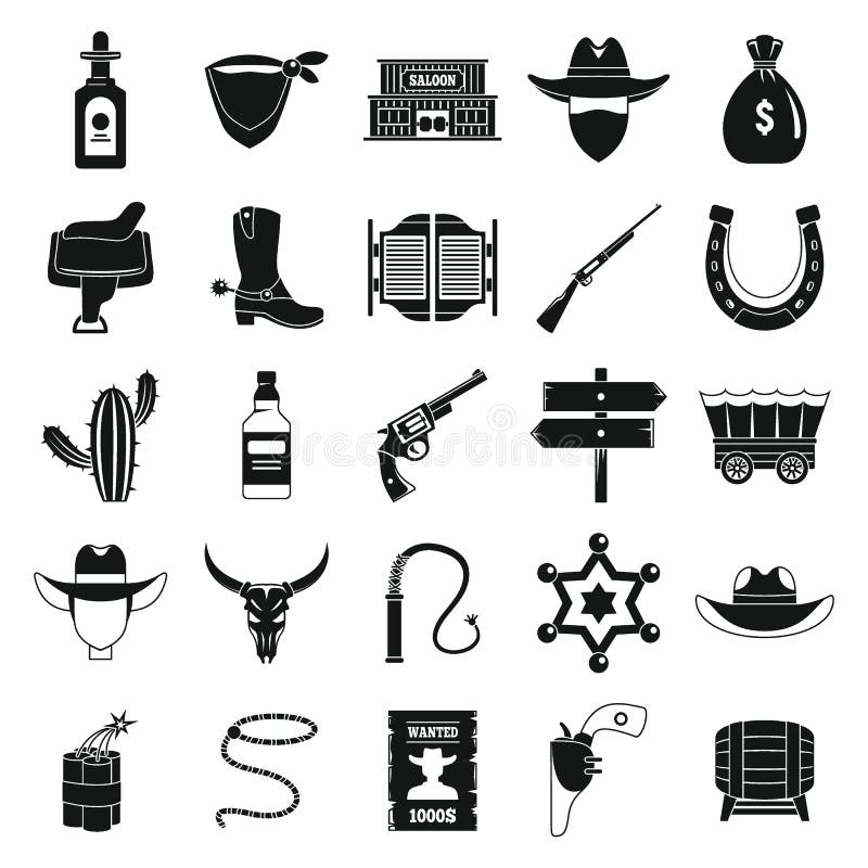 Cowboy icons stock vector. Illustration of icon, cartwheel - 35330593