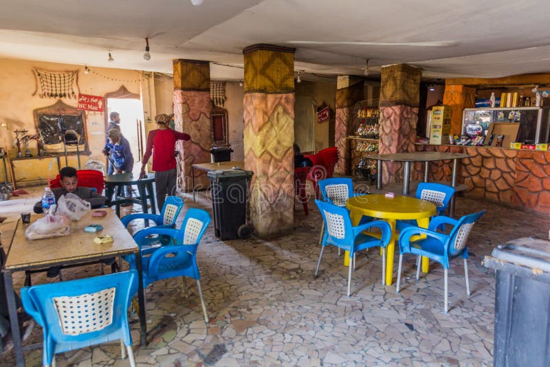 WESTERN DESERT, EGYPT - FEBRUARY 4, 2019: Interior of a Road Side ...
