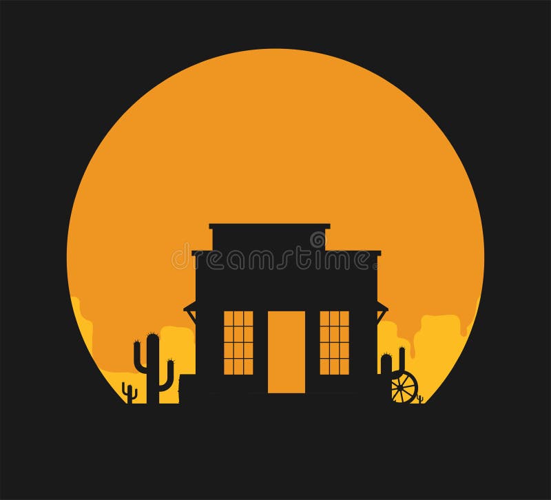 Western Desert Landscape at Sunset Vector Illustration Stock Vector ...
