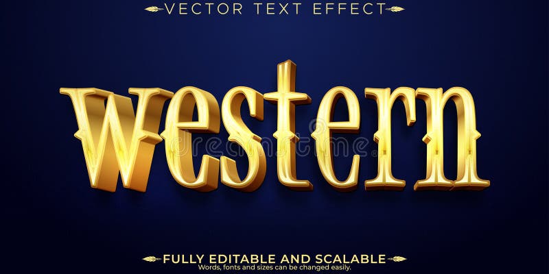 Western Editable Text Effect, Editable Cowboy and Wild Text Style Stock ...