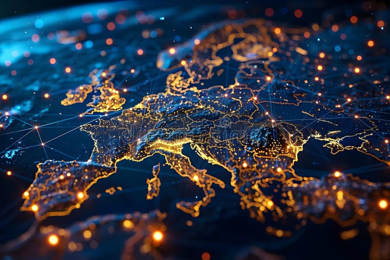 Concept Innovative Western Europe Connectivity Web a HighTech Digital ...