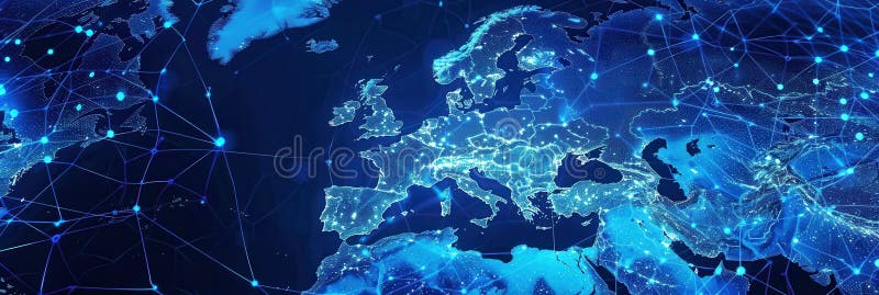 Western Europe Digital Map Showcasing Global Network Connectivity for ...