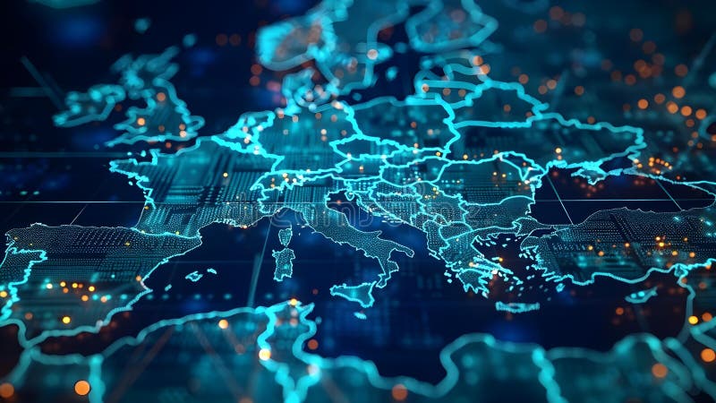 Western Europe S High-Tech Connectivity Map. Concept Technology ...