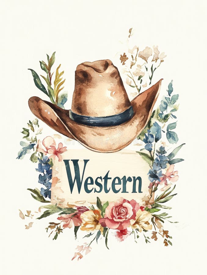 Western Frame with Floral Texture for Cowboy Theme Generative AI Stock ...