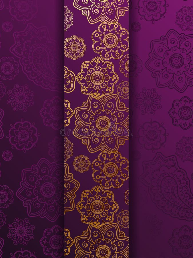 Western Golden and Purple Floral Background Template Stock Vector ...