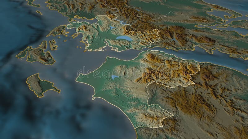 Western Greece, Greece - Outlined. Relief Stock Illustration ...