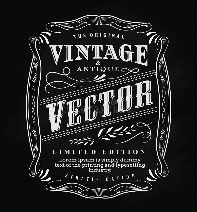Western Hand Drawn Frame Label Blackboard Antique Border Stock Vector ...