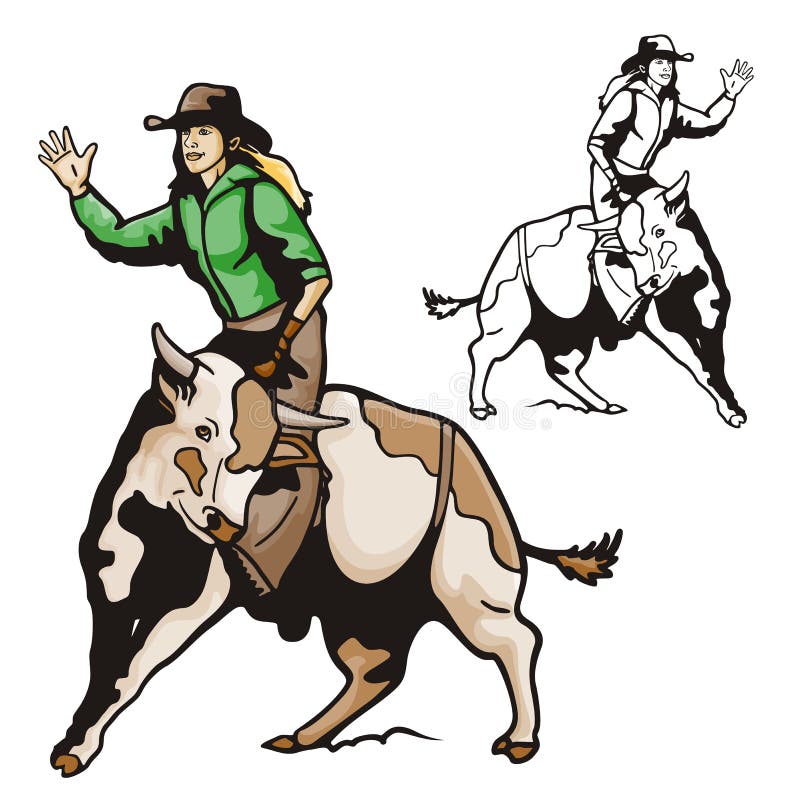 Bull Rider Woman Stock Illustrations – 32 Bull Rider Woman Stock ...