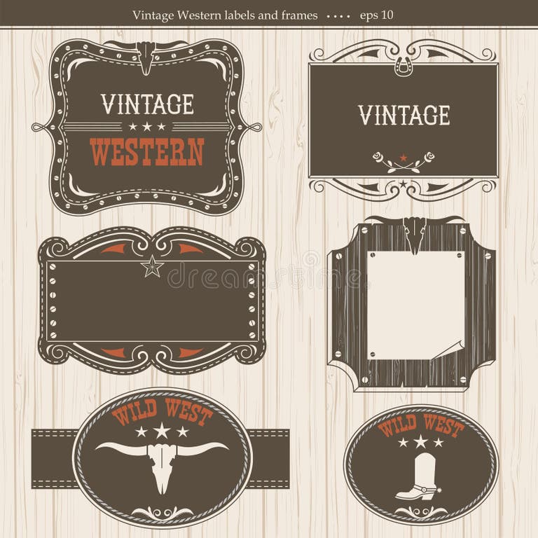 Western Labels.Vector Antique Frames for Design Stock Vector ...