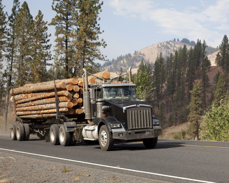 Western Long Log Tandem Trailer Truck Stock Image - Image of trailer ...