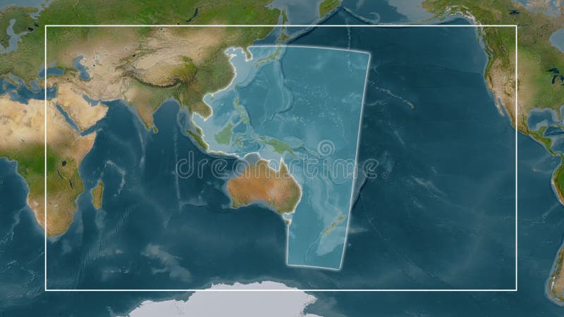 Western Pacific Ocean. Satellite Map. Patterson Cylindrical. Close-up ...