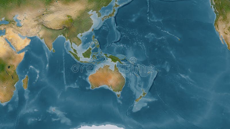 Western Pacific Ocean. Bounding Box. Satellite Map Stock Illustration ...