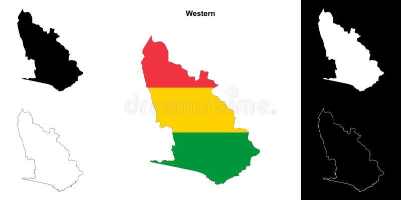 Western outline map stock illustration. Illustration of regions - 356529939
