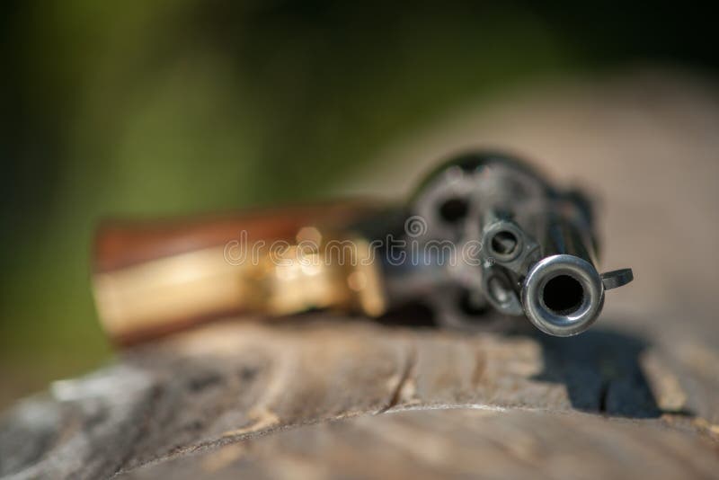 Muzzle of the Revolver Close-up Isolated on White Stock Image - Image ...